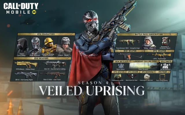Call of Duty Mobile Season 4: Veiled Uprising Battle Pass, new Epic weapons, fresh operators ...