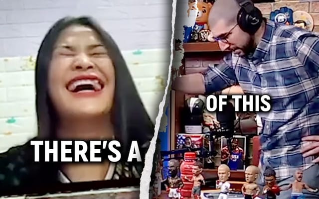 Stamp Fairtex in tears at Ariel Helwani’s version of the “Stamp Dance”