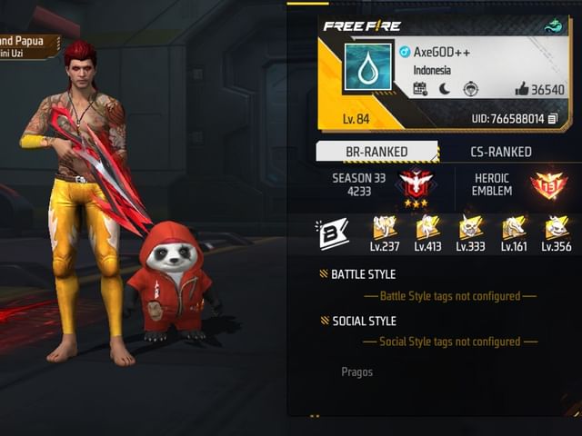 AxeGOD's Free Fire ID, stats, rank, guild, and more