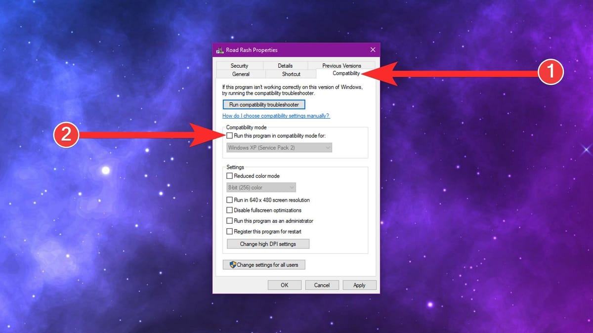 How to run older software in compatibility mode in Windows