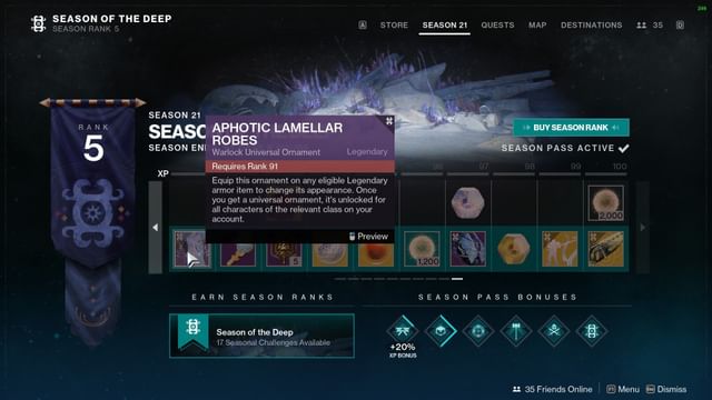 All Destiny 2 Season of the Deep season pass rewards