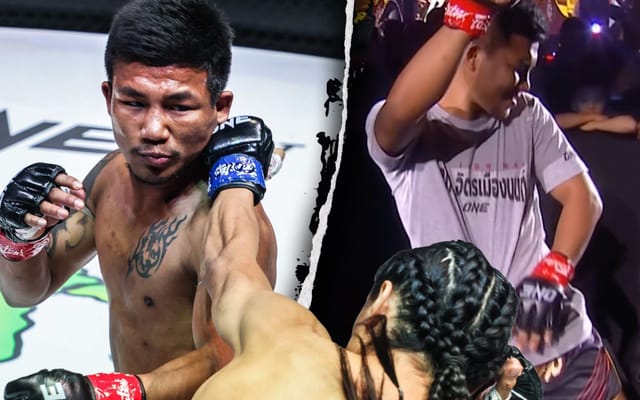 Rodtang jumps the barricade and celebrates with the Denver crowd