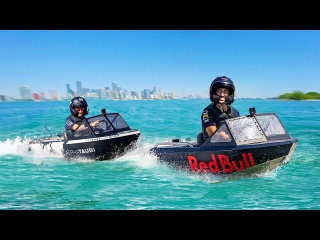 Watch: Daniel Ricciardo and Yuki Tsunoda's 'tiny jet boats' adventure ...
