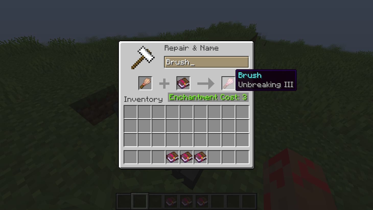 Which enchantments can be applied to brush in Minecraft 1.20 update?