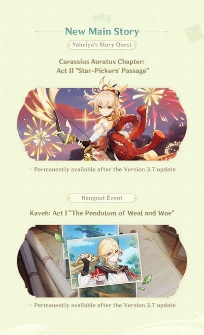 Genshin Impact server status, schedule, and time until 3.7 update