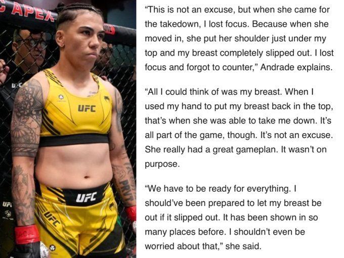 Wardrobe malfunction UFC: Jessica Andrade going to fight without sports ...