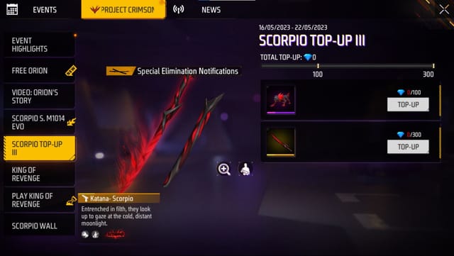 New Scorpio Top-Up 3 event in Free Fire MAX: Rewards, end date, and ...