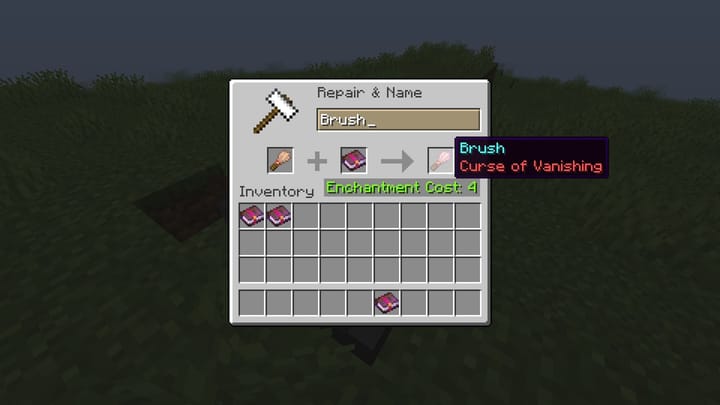 Which enchantments can be applied to brush in Minecraft 1.20 update?