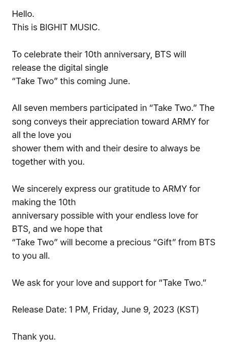 “Take Two is coming”: Fans rejoice as BTS announce a new OT7 single to ...