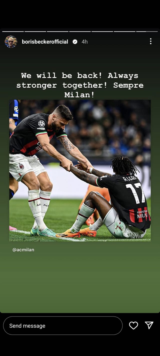 Boris Becker backs AC Milan to bounce back after loss to Inter Milan