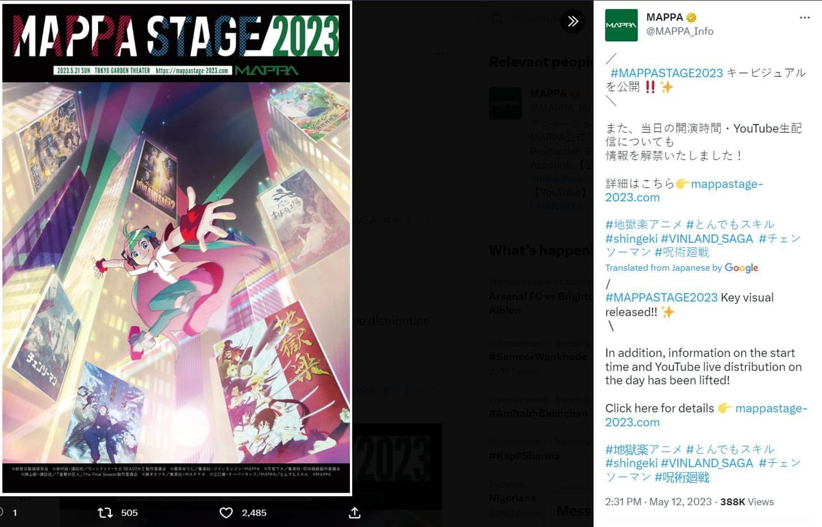 MAPPA Stage 2023: List of shows, timings, streaming details and countdown