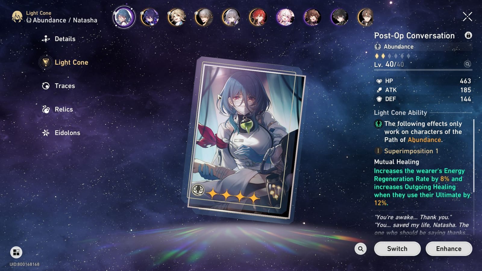 Best Natasha build in Honkai Star Rail - Relics, light cones, and more