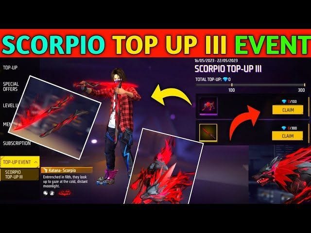 New Scorpio Top-Up 3 event in Free Fire MAX: Rewards, end date, and ...