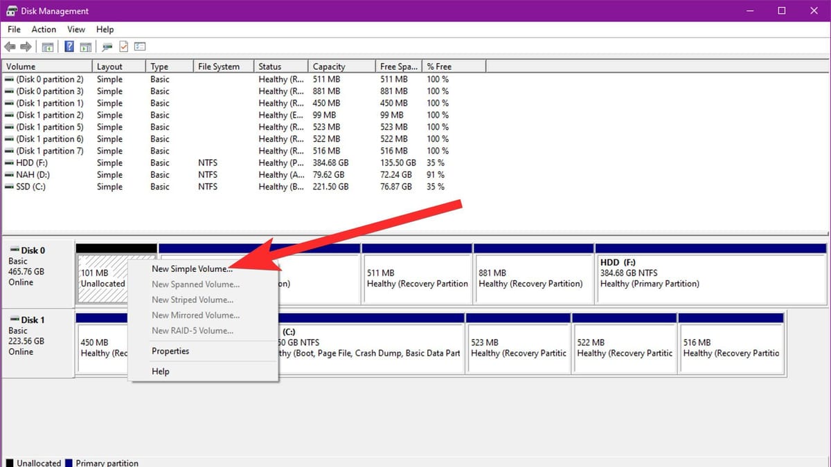 How to manage disk partitions in Windows without software