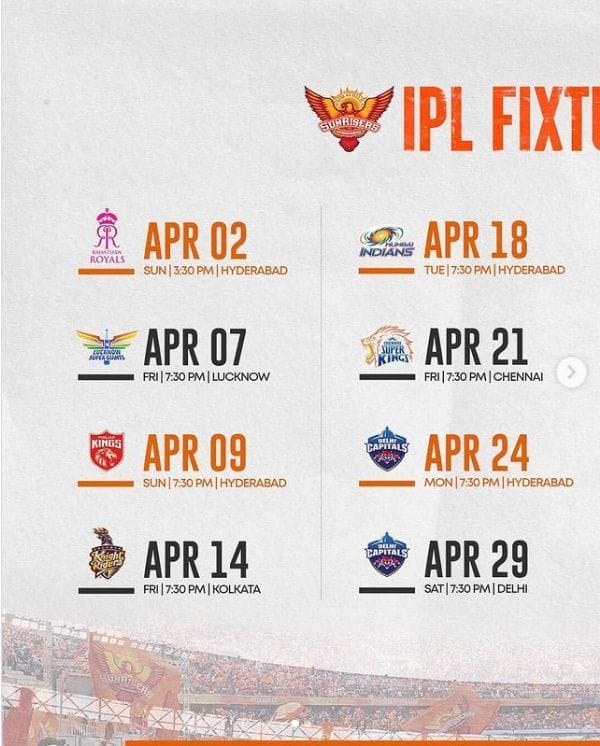 IPL Match Schedule 2023 & Time Table