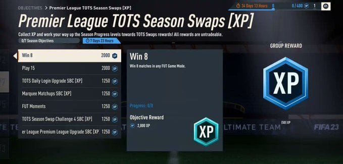 Premier League TOTS Season Swaps XP objectives: FIFA 23 Premier League ...
