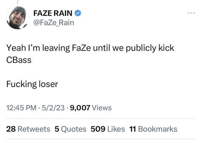 "F**king loser" - FaZe Rain says he'll leave the organization unless ...