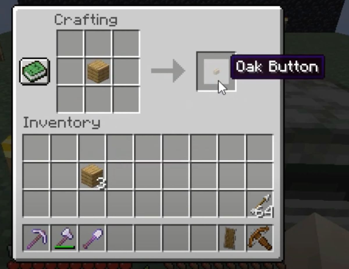 How to Craft an Oak Button in Minecraft