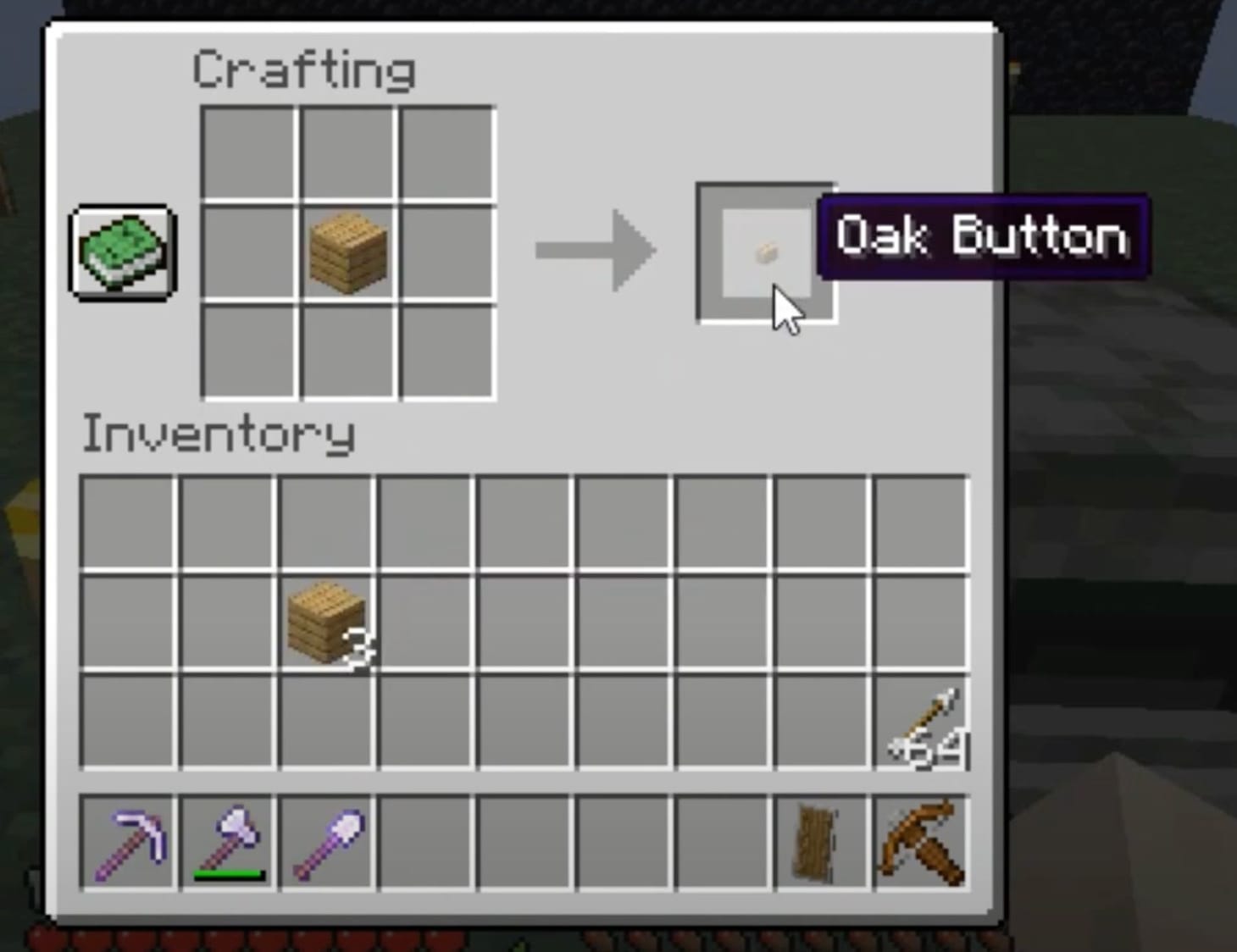 How to Craft an Oak Button in Minecraft