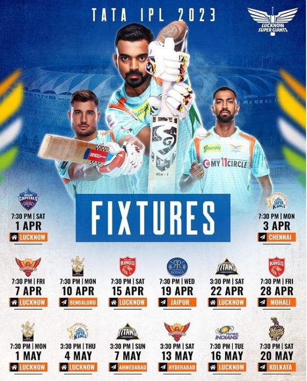 IPL Match Schedule 2023 & Time Table