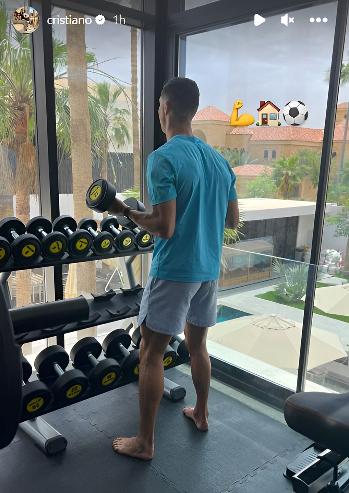 Cristiano Ronaldo shares snap from home workout drill