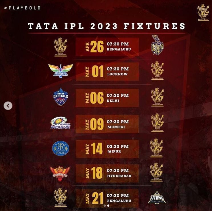 IPL Match Schedule 2023 & Time Table