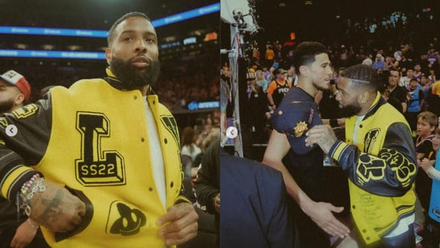 IN PHOTOS: Odell Beckham Jr daps up Devin Booker after Suns’ playoffs ...