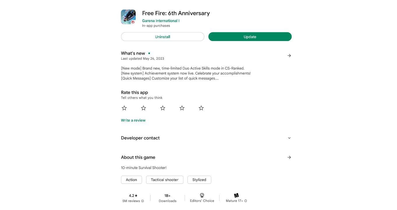 Free Fire OB40 update APK download link for Android devices