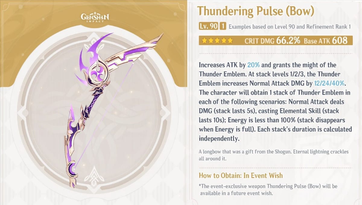 Best characters for Thundering Pulse in Genshin Impact