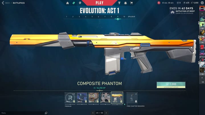 Battlepass: Valorant Episode 7 Act 1: All Battlepass tiers and rewards