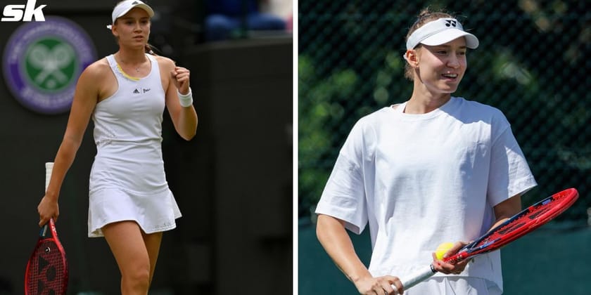 Elena Rybakina practises ahead of her title defense in Wimbledon