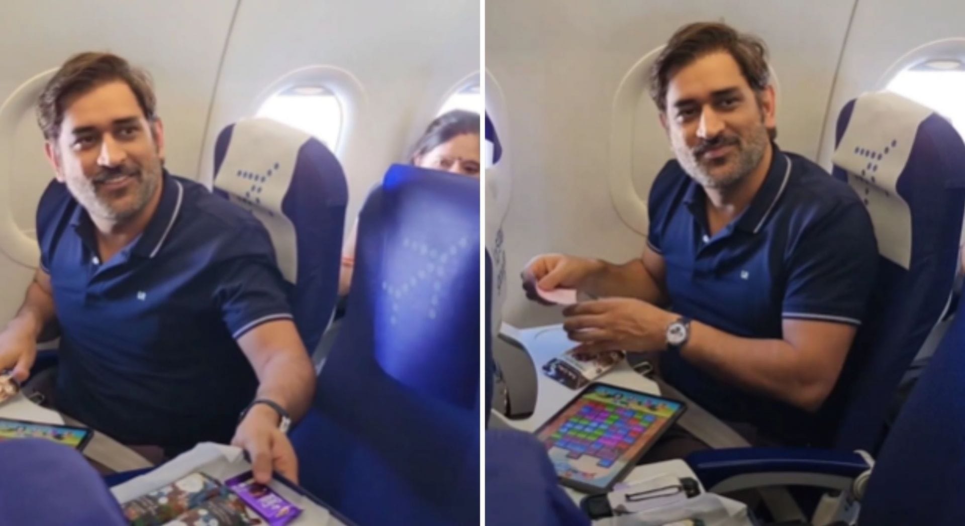 [Watch] CSK captain MS Dhoni brightens up an air hostess’ day