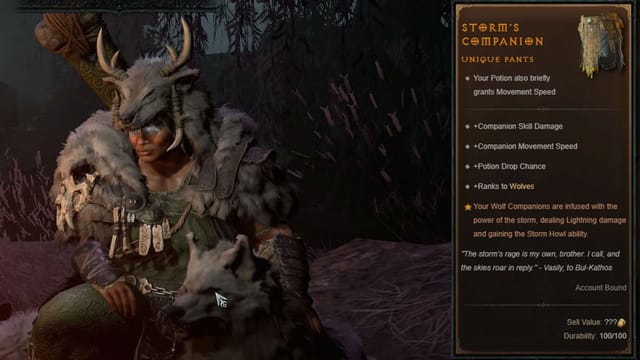 Storm's Companion in Diablo 4: How to get, Unique Effect, Affixes, and more