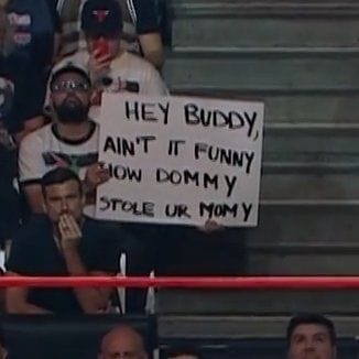 [PHOTO] AEW fan spotted holding a hilarious Rhea Ripley & Dominik Mysterio sign during AEW Collision