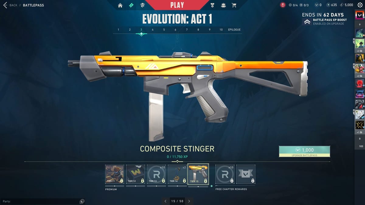 Battlepass: Valorant Episode 7 Act 1: All Battlepass tiers and rewards