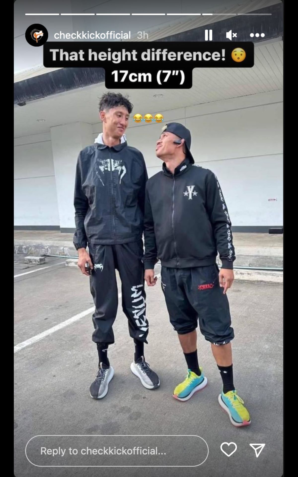 Nabil Anane and Superlek show massive height difference in cheeky post-jog shot