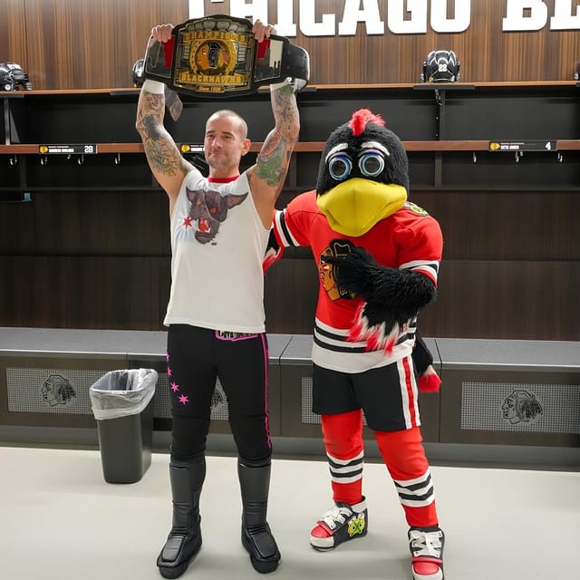 Chicago Blackhawks Connor Bedard CM Punk: IN PHOTOS: Chicago Blackhawks ...