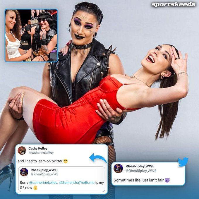 Rhea Ripley's four-word reaction to her love triangle with Samantha Irvin and Cathy Kelley