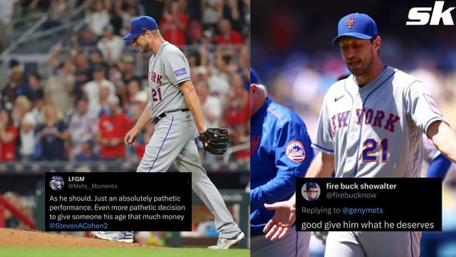 New York Mets fans frustrated as Max Scherzer walks off the mound to a ...