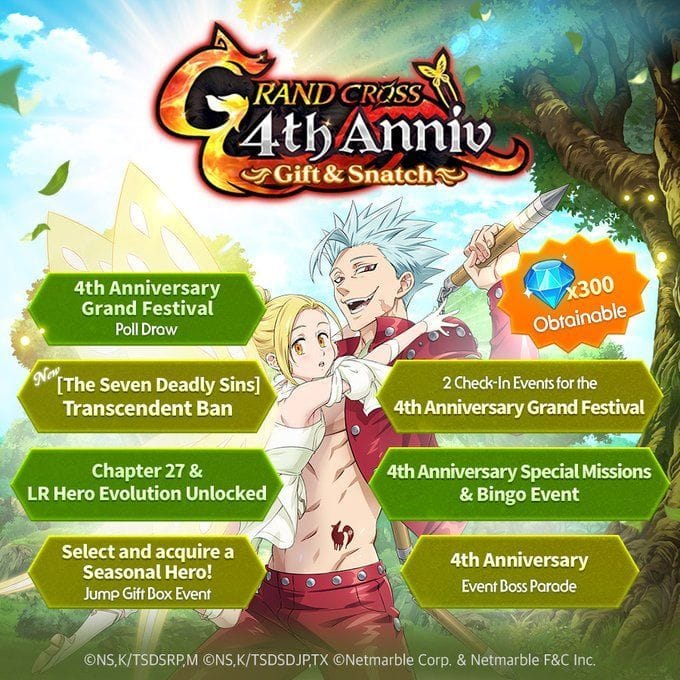 The Seven Deadly Sins: Grand Cross 4th anniversary events- release date ...