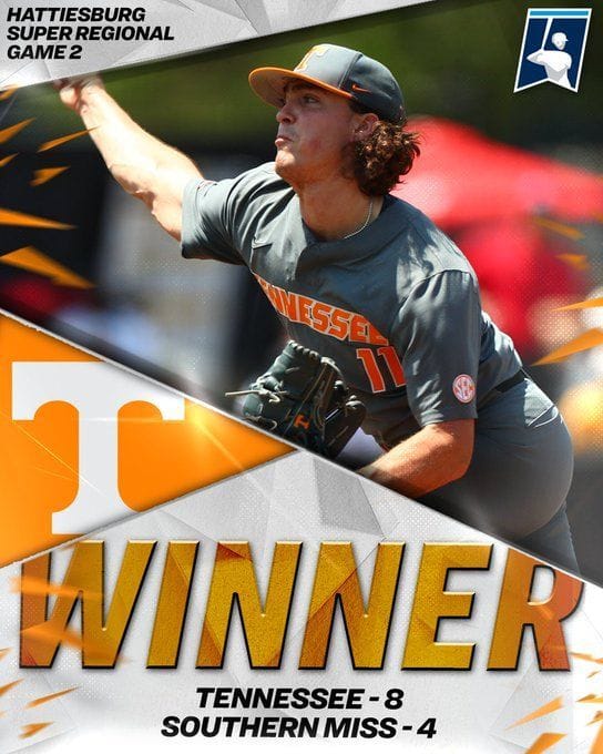 Southern Miss vs Tennessee Game 3 NCAA Baseball Super Regionals 2023 ...