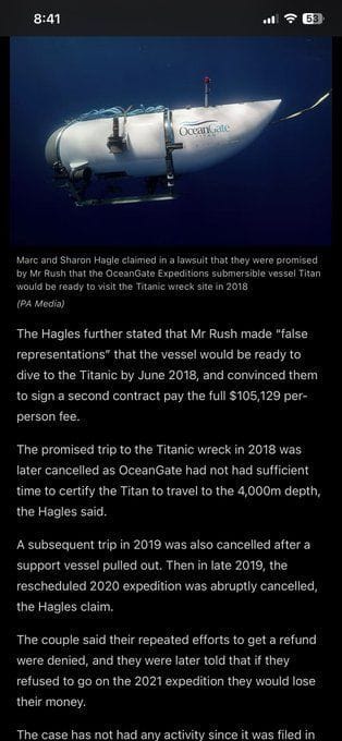 Why did Marc and Sharon Hagle sue Stockton Rush? Florida couple drops ...