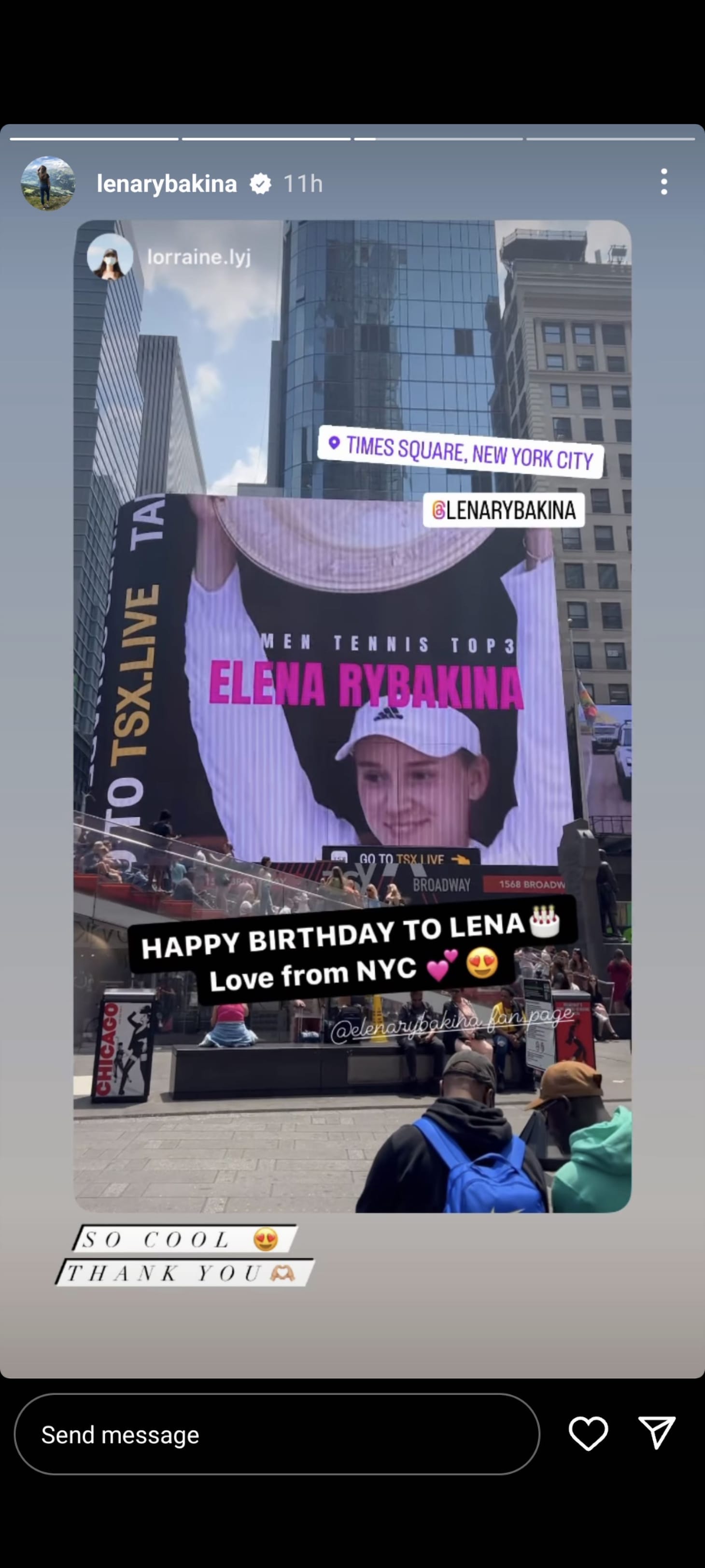 "So cool" - Elena Rybakina in awe of her birthday video being displayed ...