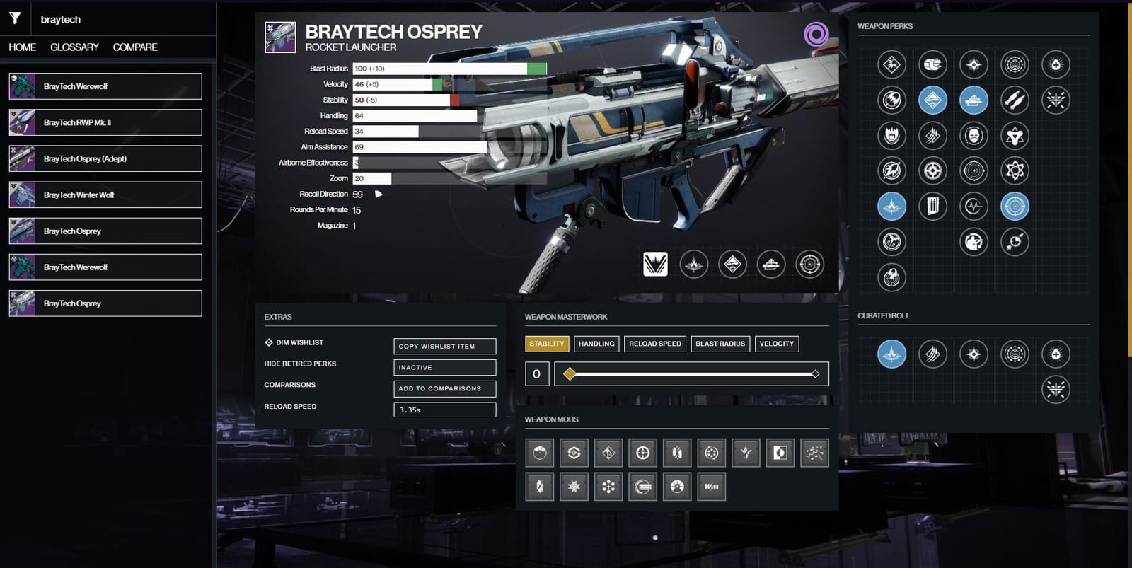 Destiny 2 Braytech Osprey Rocket Launcher god rolls, how to get, and more