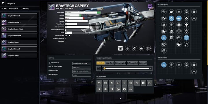 Destiny 2 Braytech Osprey Rocket Launcher god rolls, how to get, and more