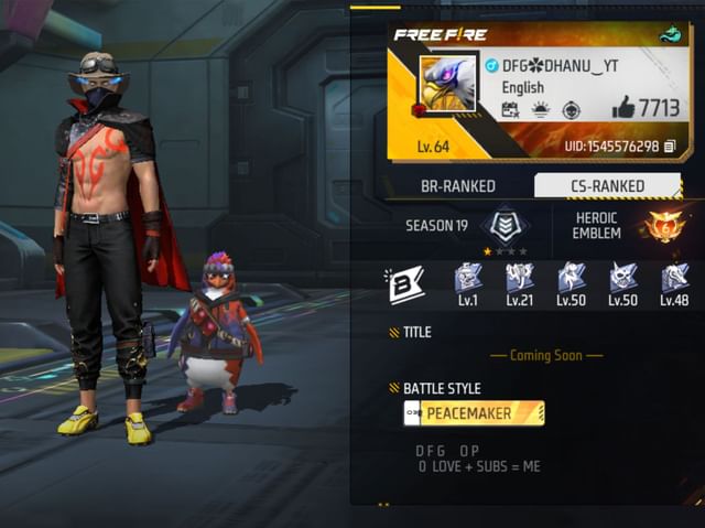 Dhanush Playz's Free Fire ID, stats, rank, monthly earnings, and more