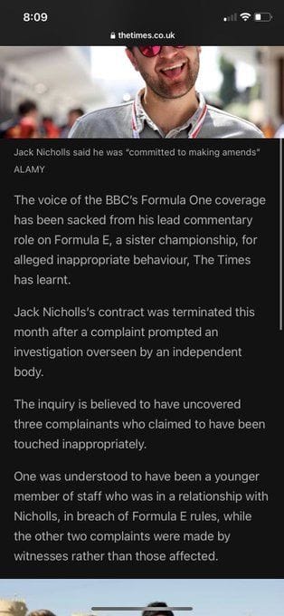 BBC F1 commentator loses role after complaints of 'inappropriate ...