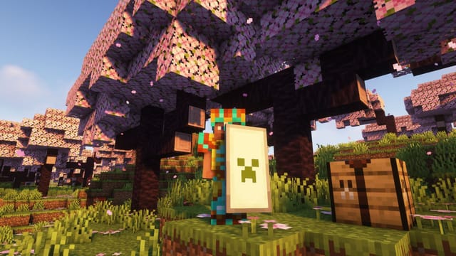 How to add banner to shields in Minecraft Bedrock Edition