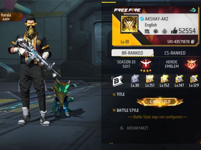 Akshay AKZ's Free Fire ID, stats, rank, guild, and more