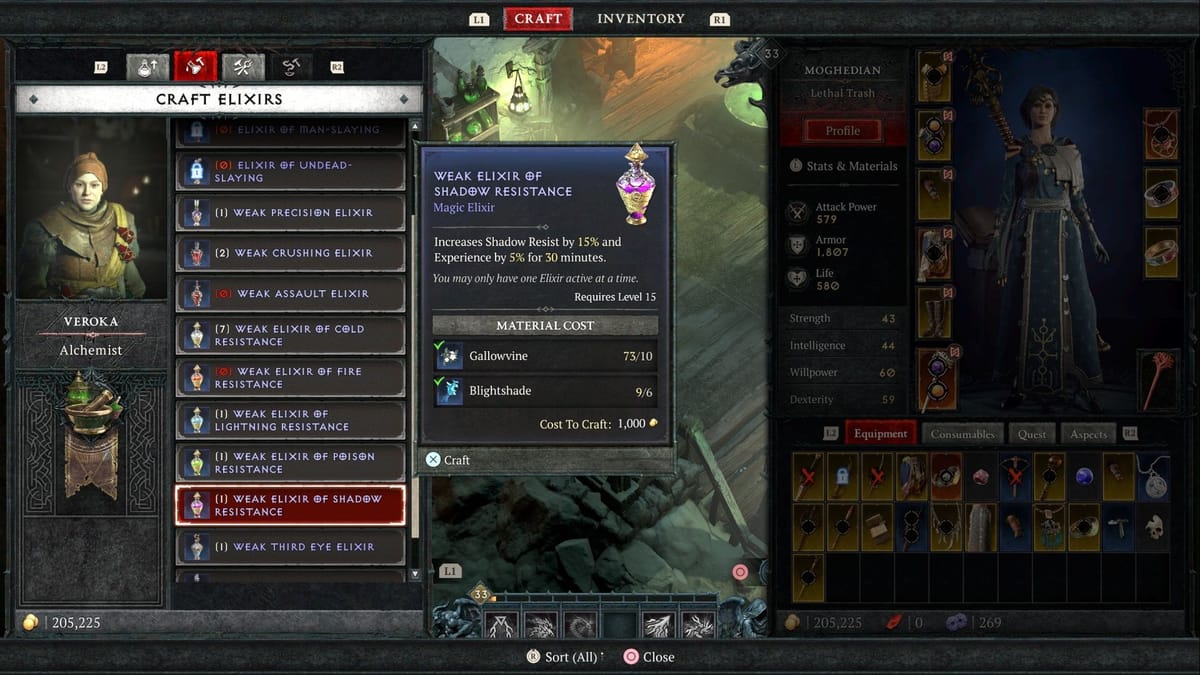 Elixir: 5 best leveling Elixirs in Diablo 4 and how to brew them